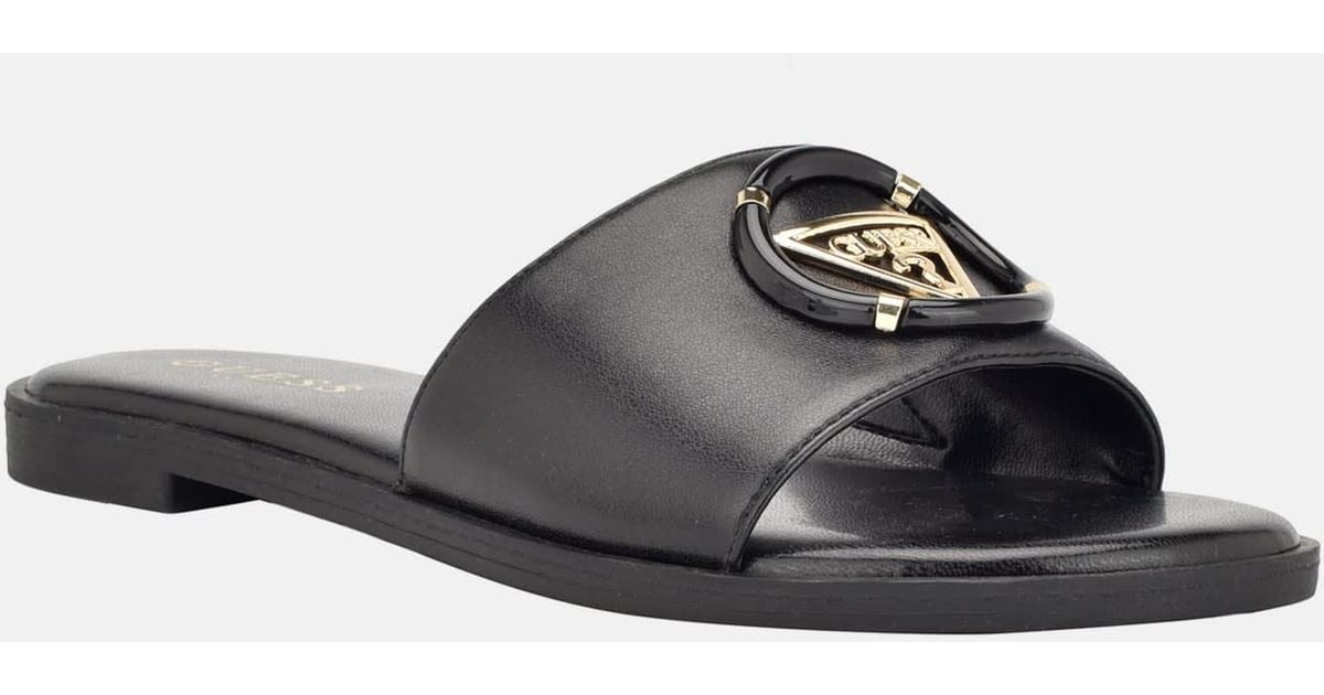 Guess Magnify Faux-leather Beach Slides in White | Lyst