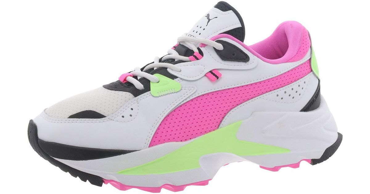 PUMA Orkid Neon Faux Leather Workout Running & Training Shoes in Pink ...