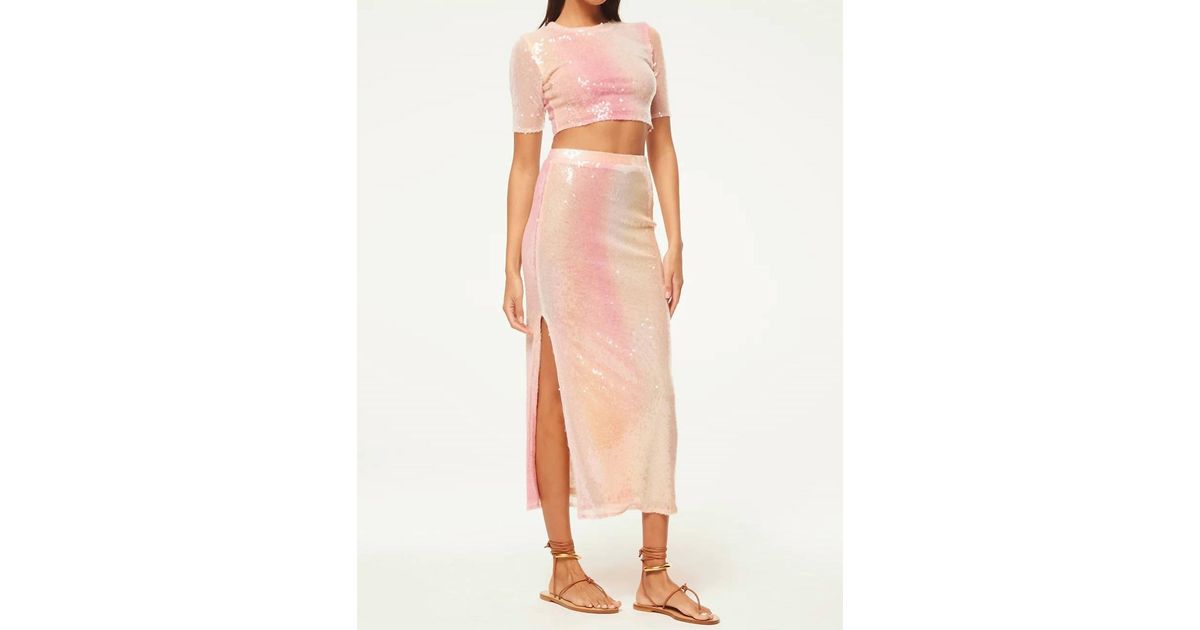 MISA Los Angles Aisha Midi Skirt in Pink | Lyst