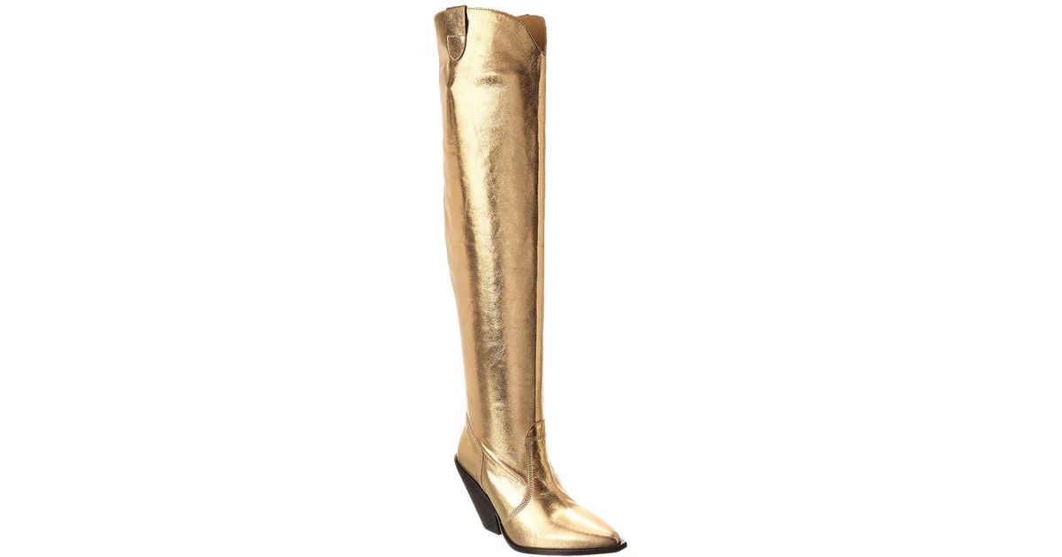 Free People Triple Crown Leather Over-The-Knee Boot in Metallic | Lyst
