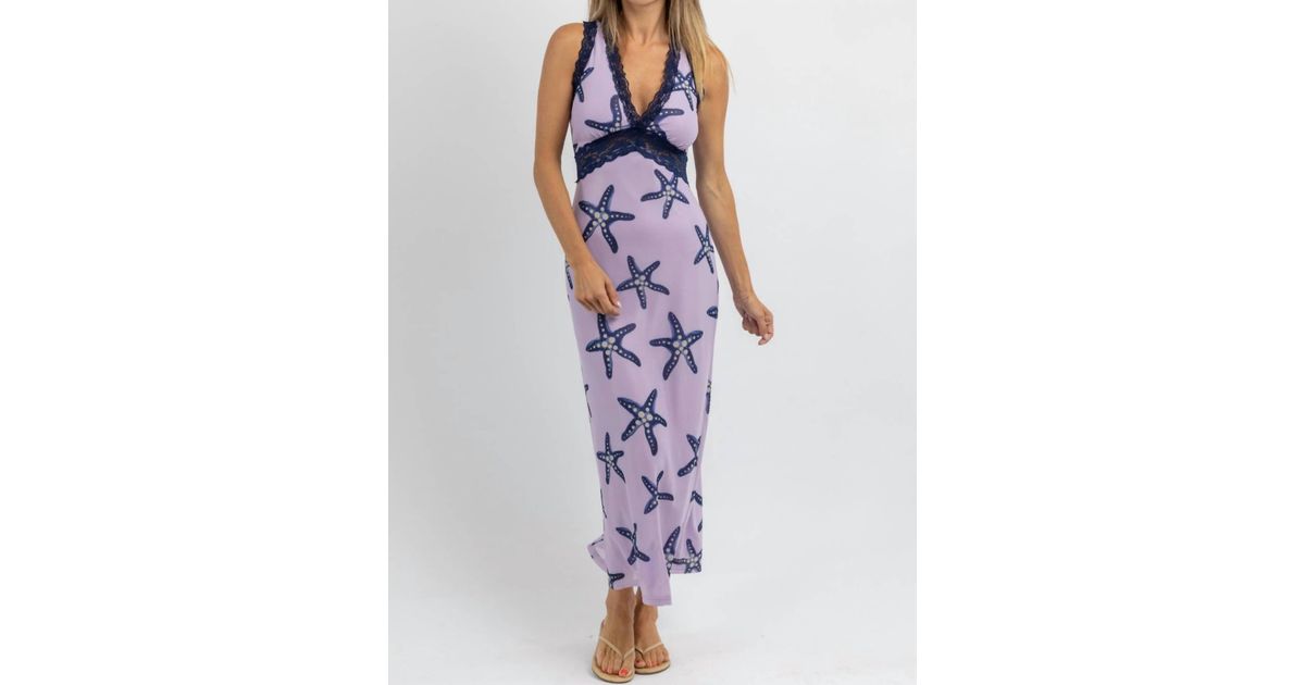 Bailey Rose Under The Sea Slip Midi Dress in Purple | Lyst