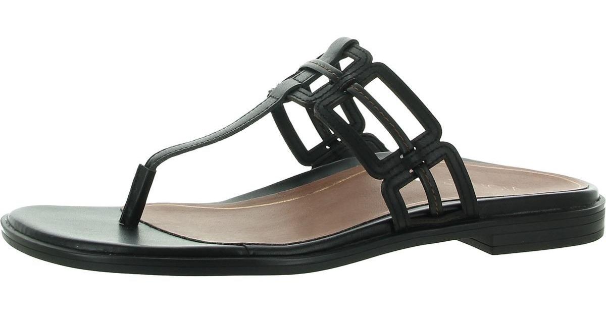 Vionic Alvana Leather Thong Slide Sandals in Black | Lyst
