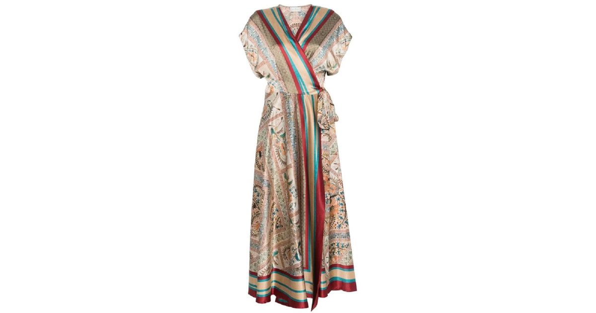 Pierre Louis Mascia Maxi Dress With Wrap Design in Natural | Lyst