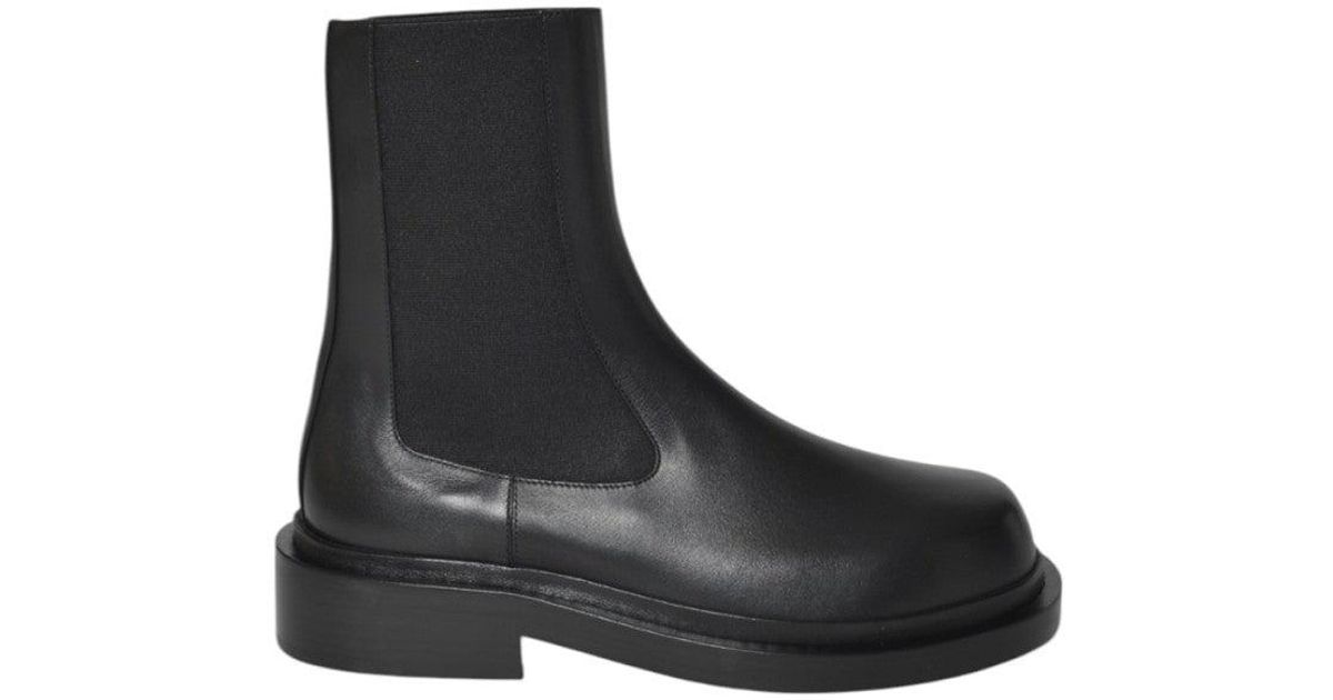 Jil Sander Chunky Sole Ankle Boot With Elastic Side Panels in Black | Lyst