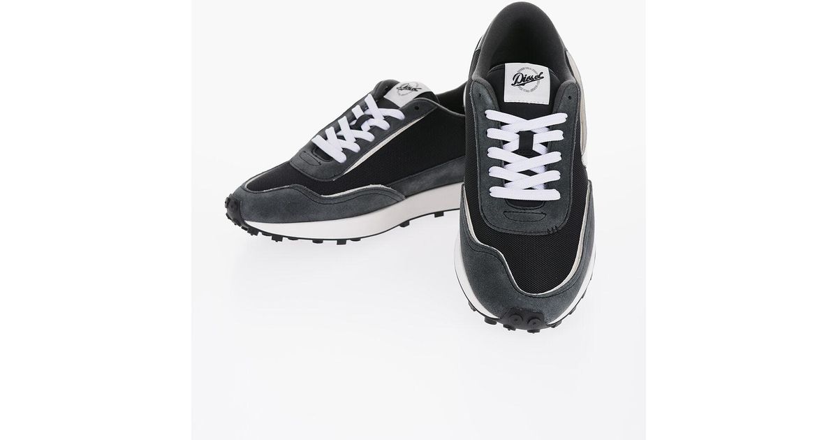 DIESEL Lace-Up Racer Sneakers With Mesh Inserts in Black | Lyst