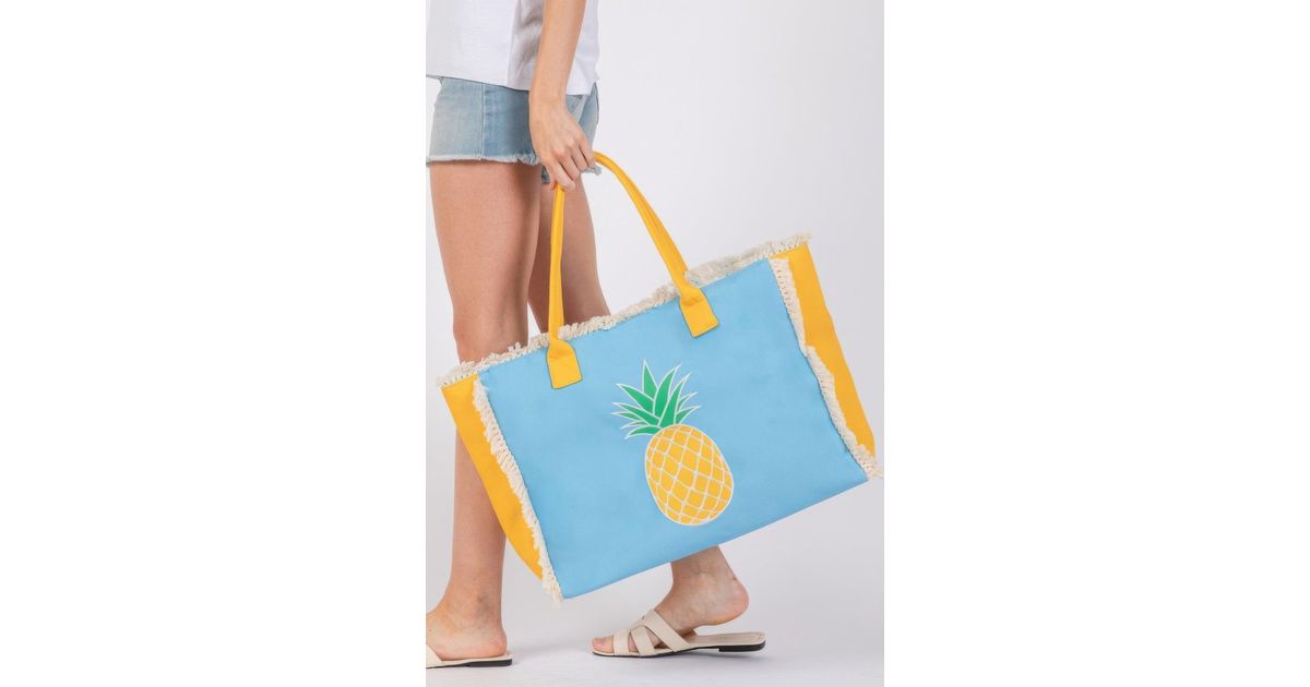 Fashnzfab Embroidered Anchor Patch Fringe Tote Bag in Blue | Lyst