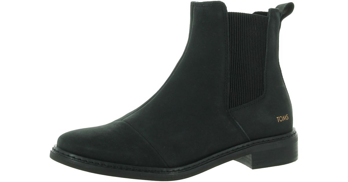 TOMS Charlie Boot Leather Pull On Ankle Boots in Black | Lyst