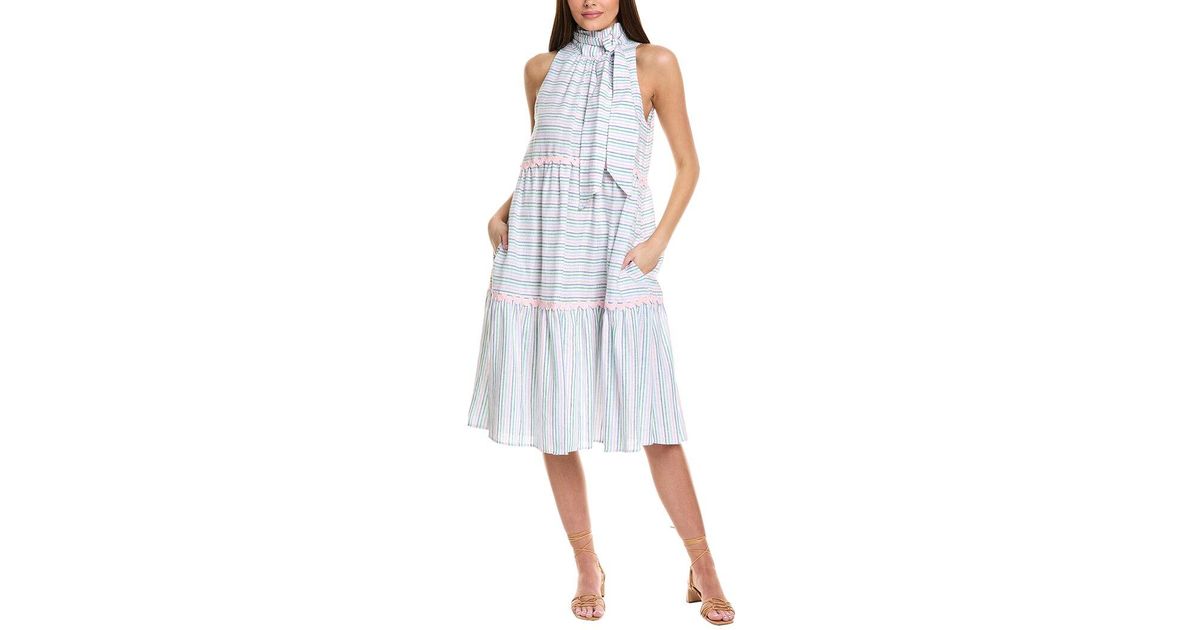 Sara Campbell Brooklyn Linen Midi Dress in Blue | Lyst