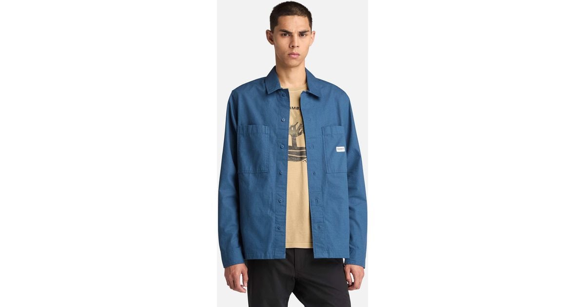 Timberland Ripstop Utility Long-Sleeve Overshirt in Blue for Men | Lyst
