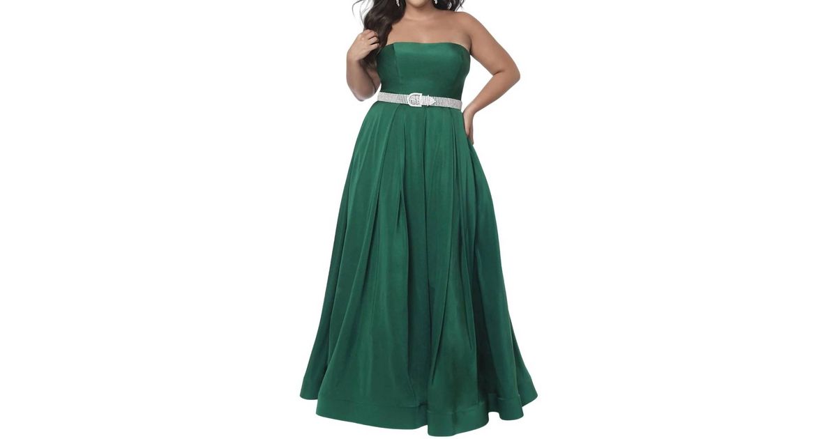 Blush Prom Glam Stretch Satin Prom Dress in Green | Lyst