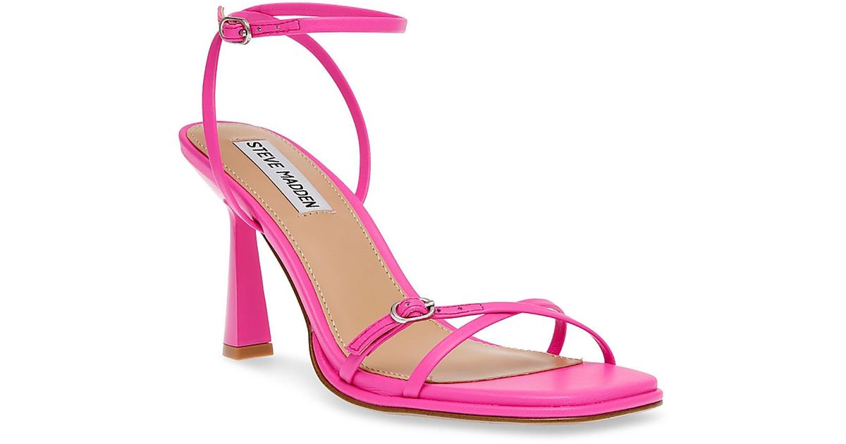 Steve Madden Zarya Faux Leather Square Toe Heels in Pink | Lyst