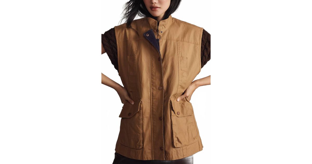 Pilcro Waxed Bard Utility Vest in Brown | Lyst
