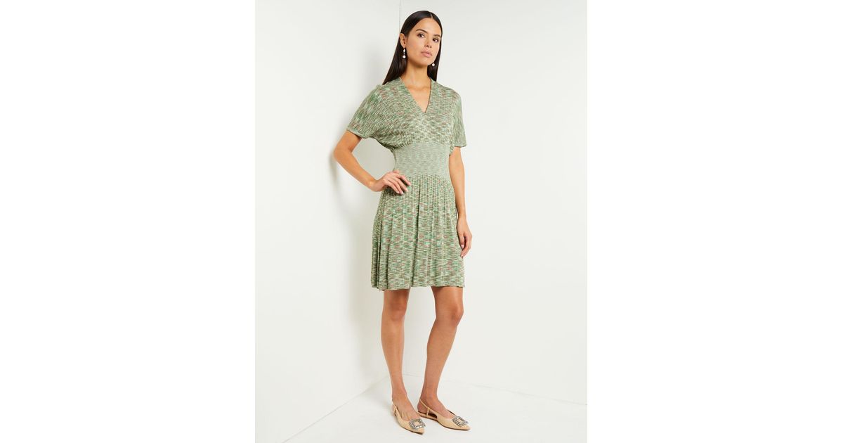 Misook Mini Fit & Flare Dress in Green | Lyst