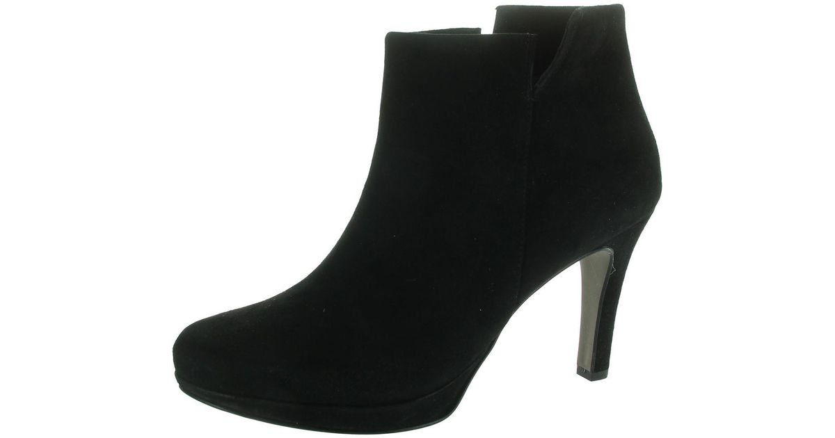 Paul Green Zipper Suede Booties in Black | Lyst
