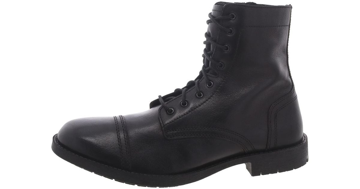 Steve Madden Macc Leather Toe Cap Combat & Lace-Up Boots in Black for ...