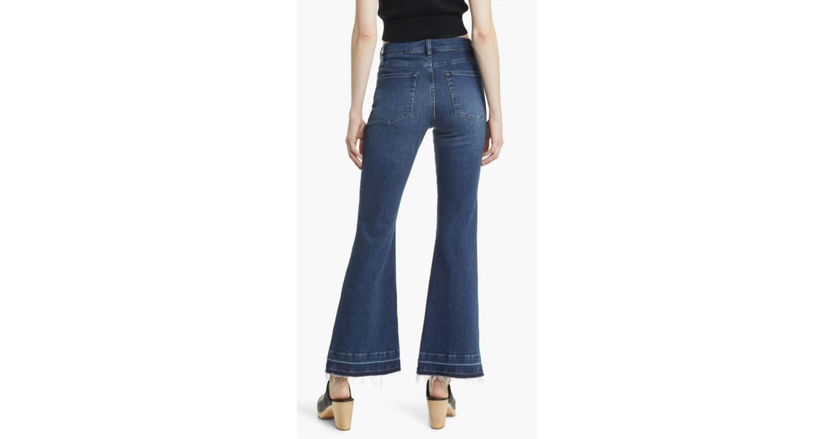 FRAME Le Easy Flare Raw Fray in Blue | Lyst
