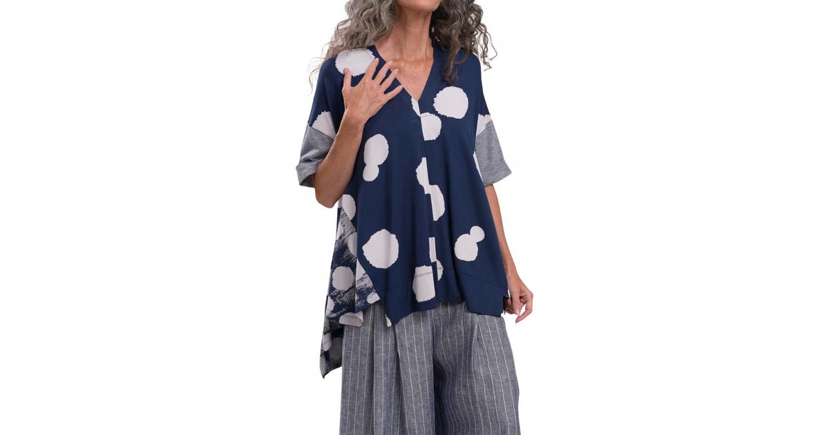 Alembika Mixed Print Trapeze Top in Blue | Lyst