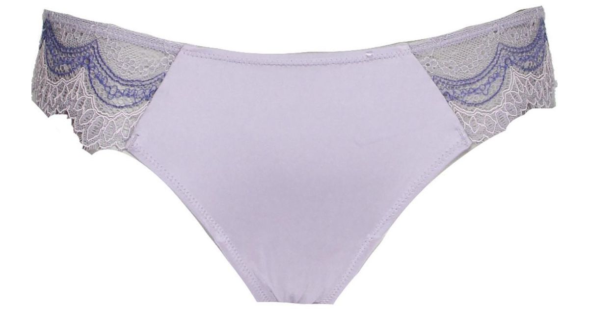 B Temptd Lace Trim Sexy Thong Panty In Purple Lyst