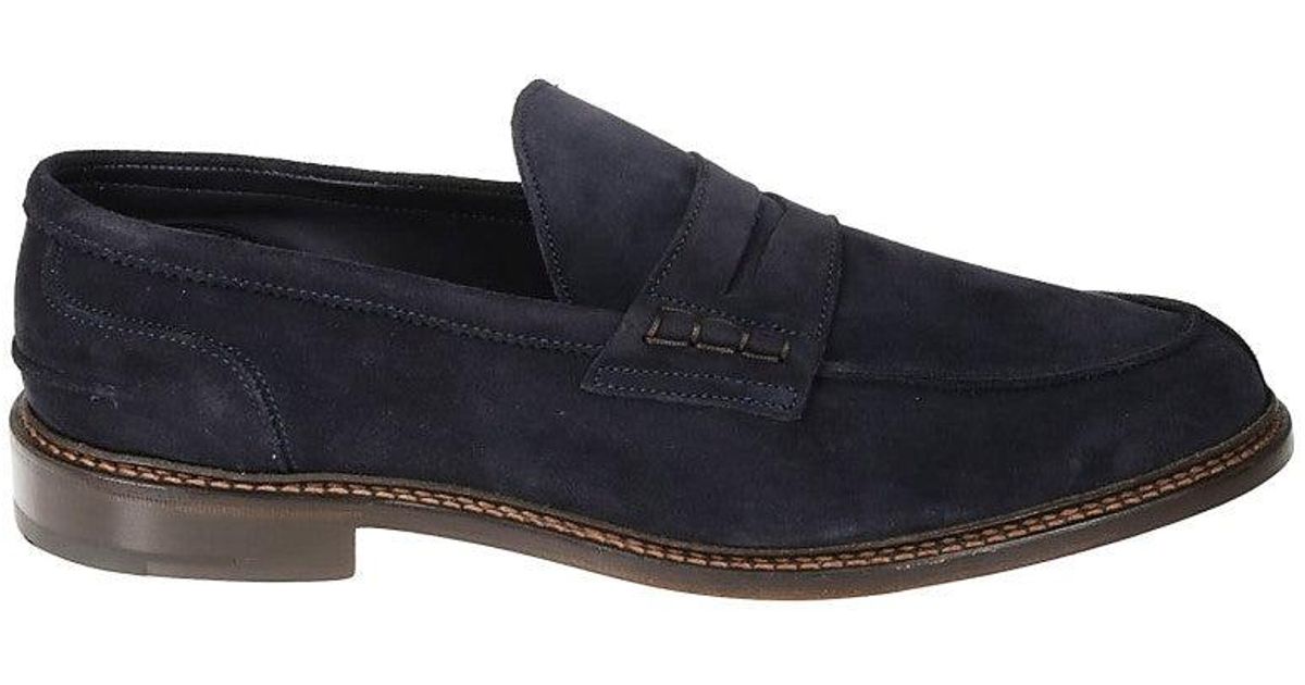 Tricker's High Quality Suede Moccasin Shoes in Blue for Men | Lyst