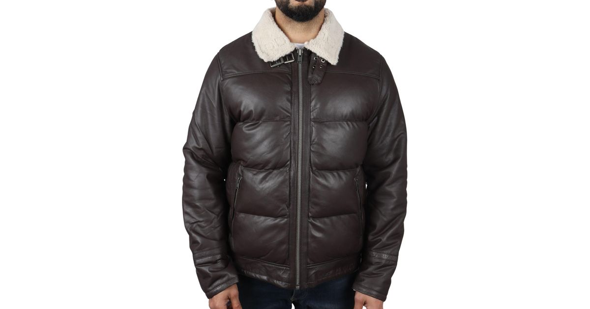 TruClothing Puffer Quilted Aviator Bomber Jacket in Black for Men | Lyst