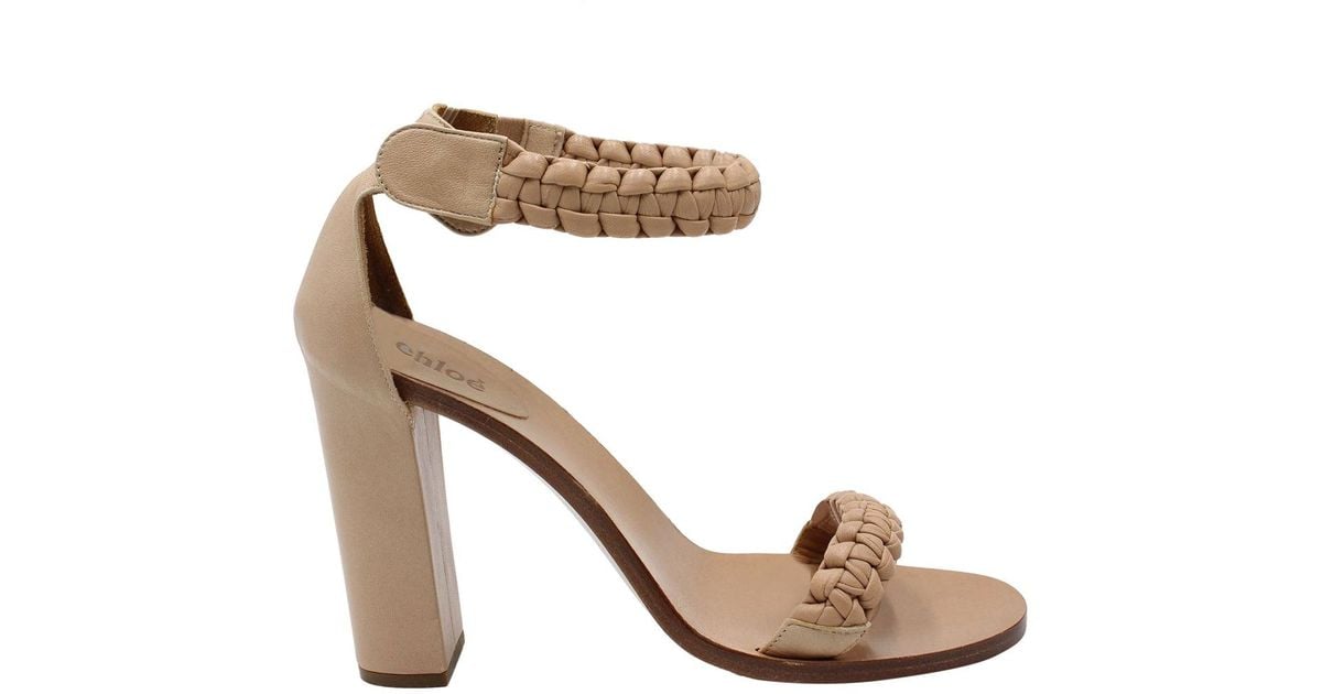 Chloé Chloe Macrame Straps High Heel Sandals in White | Lyst