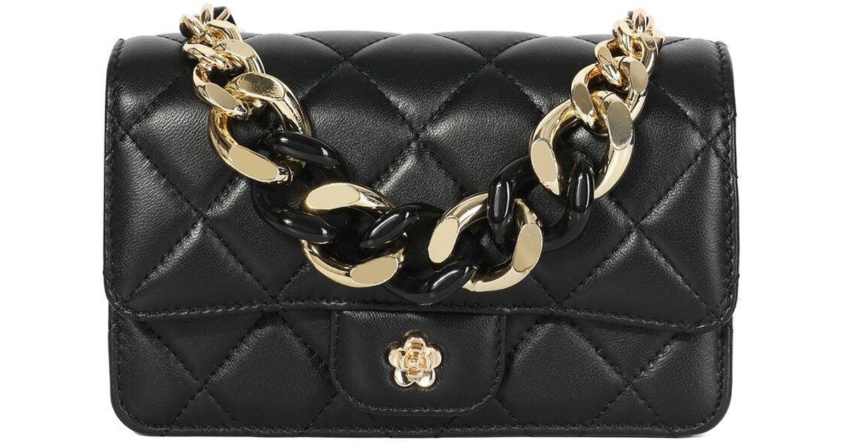 Tiffany & Fred Paris Chain Leather Crossbody in Black | Lyst