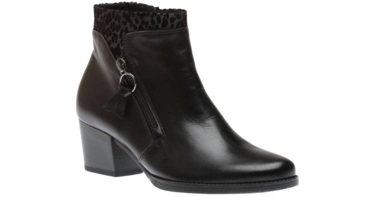 Gabor Print Ankle Zipper Boot in Black | Lyst