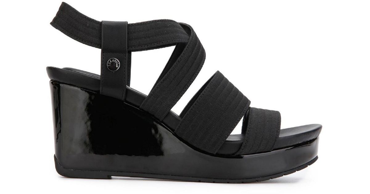 Kenneth Cole Card Elastic Wedge Strappy Made Platform Sandals in Black ...