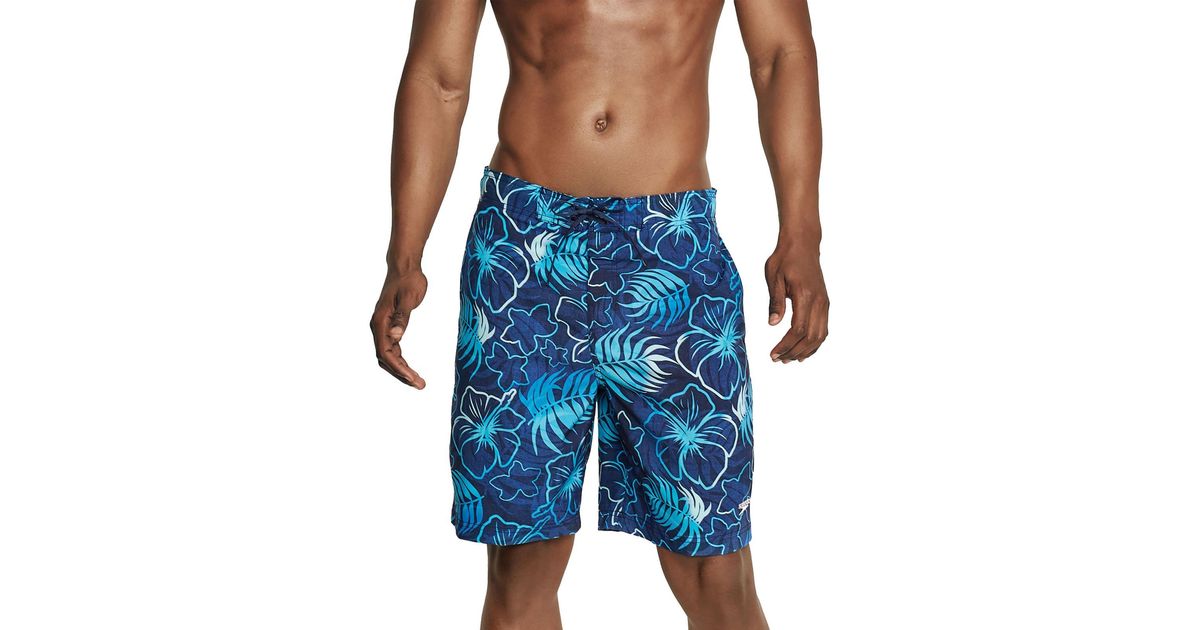 Speedo Boardshort 4- Way Stretch Swim Trunks in Blue for Men | Lyst