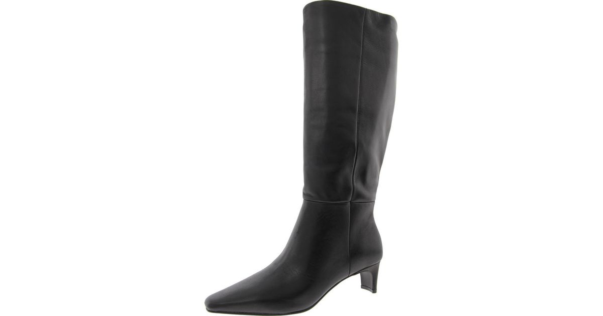 Steve Madden Suede Square Toe Knee-High Boots in Black | Lyst