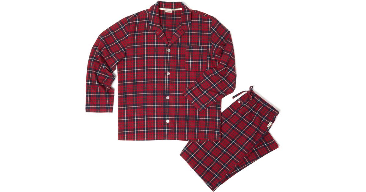 Dearfoams Adult Two-Piece Matching Plaid Pajama Set in Red | Lyst