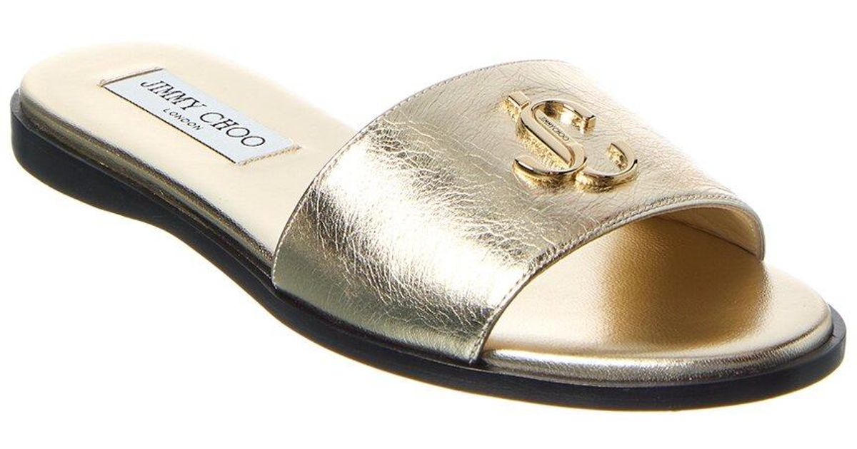 Jimmy Choo Jc Leather Slide in White | Lyst