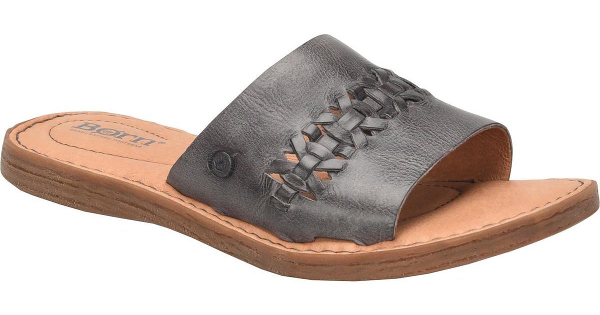 Born St Francis Leather Slides Flat Sandals in Gray | Lyst