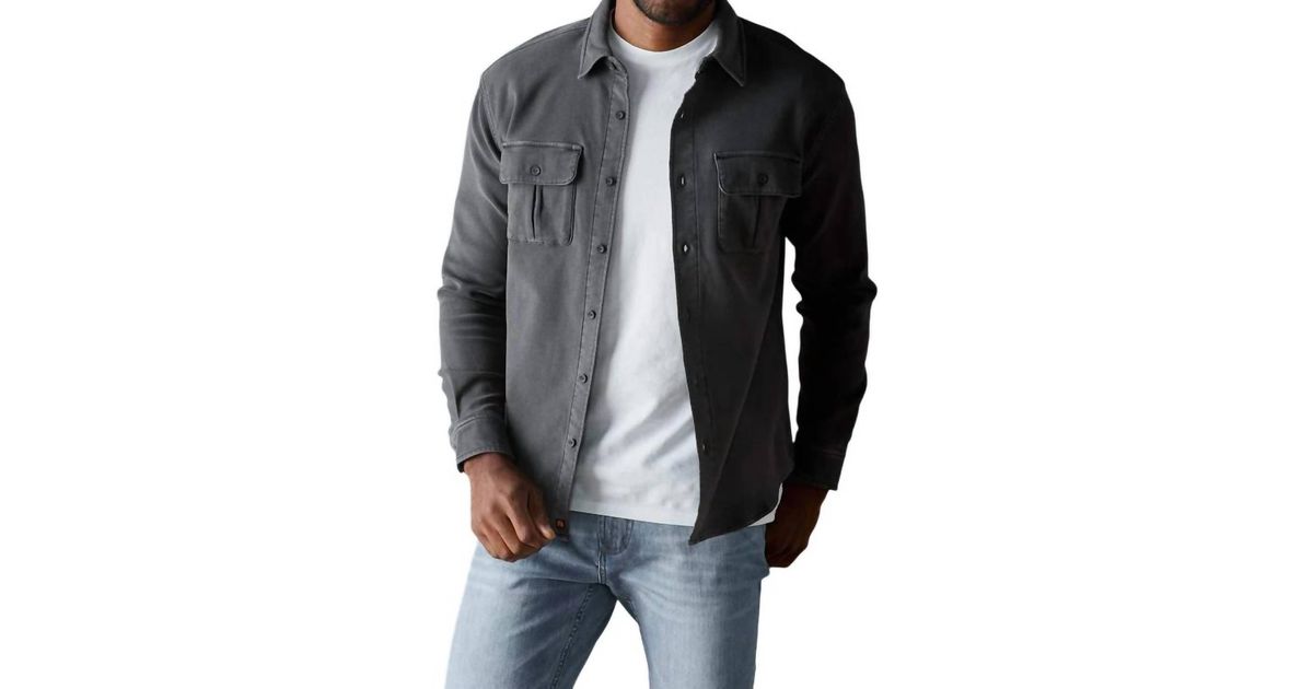 The Normal Brand Comfort Terry Shirt Jacket in Gray for Men | Lyst