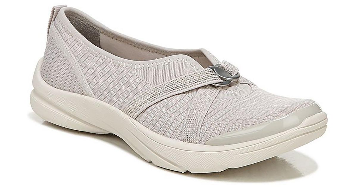 Bzees Lana Metallic Comfy Slip-On Sneakers in White | Lyst