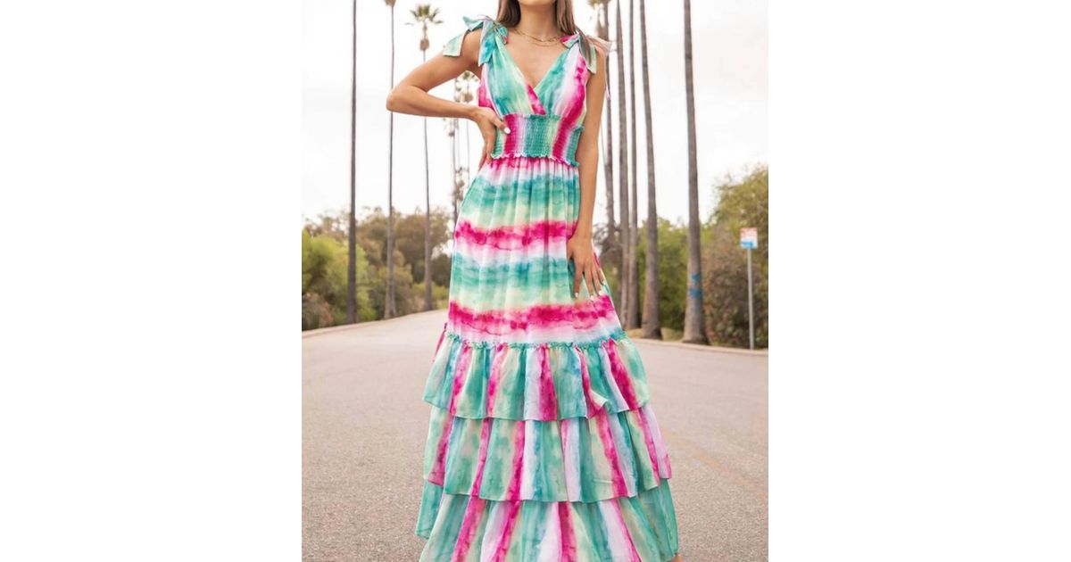 Strut & Bolt Ruffled Colorful Maxi Dress in Blue | Lyst