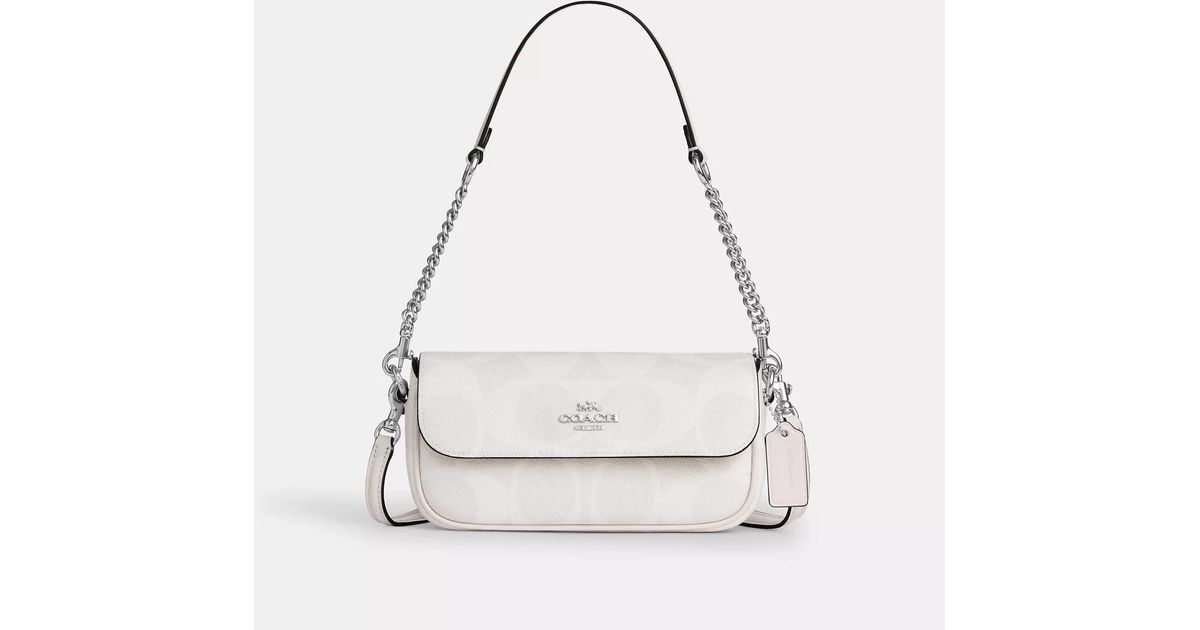 COACH Hailey Flap Bag in White | Lyst
