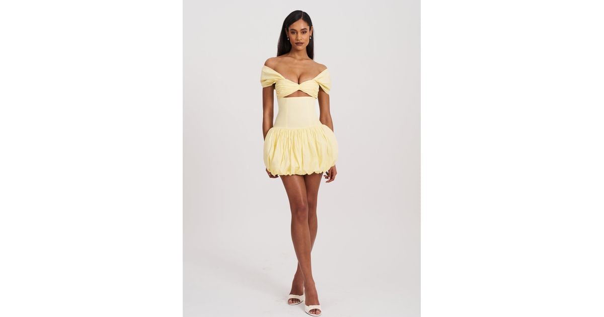 Miss Circle Umika Butter Bubble Hem Mini Dress in Natural | Lyst