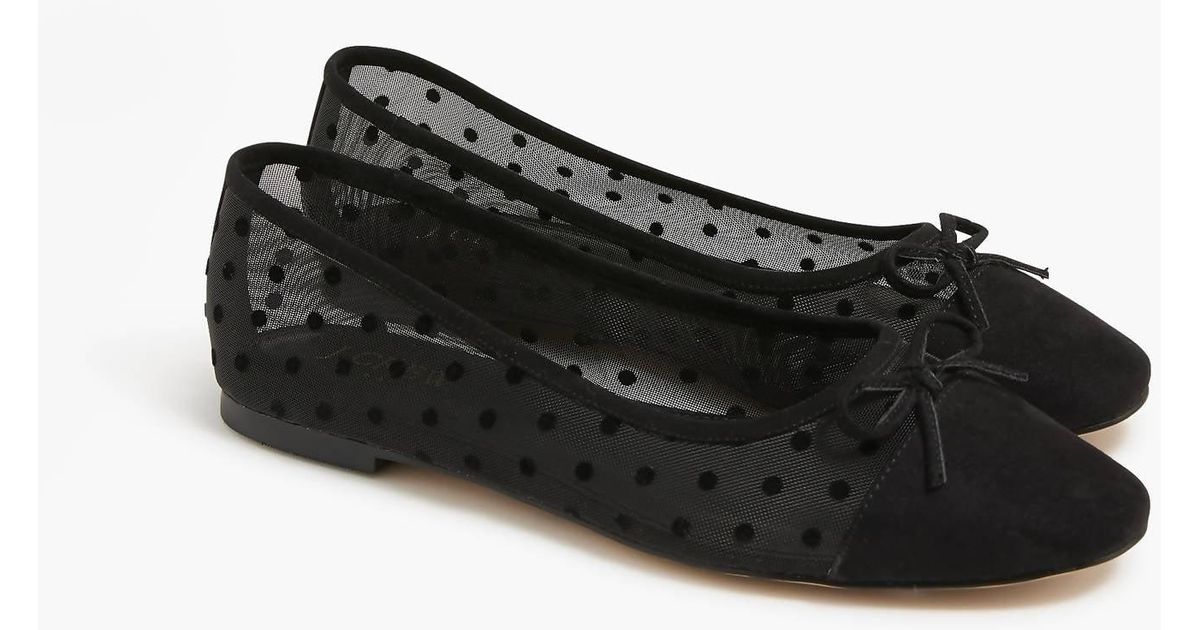 J.Crew Mesh Cap Toe Ballet Flats in Black | Lyst