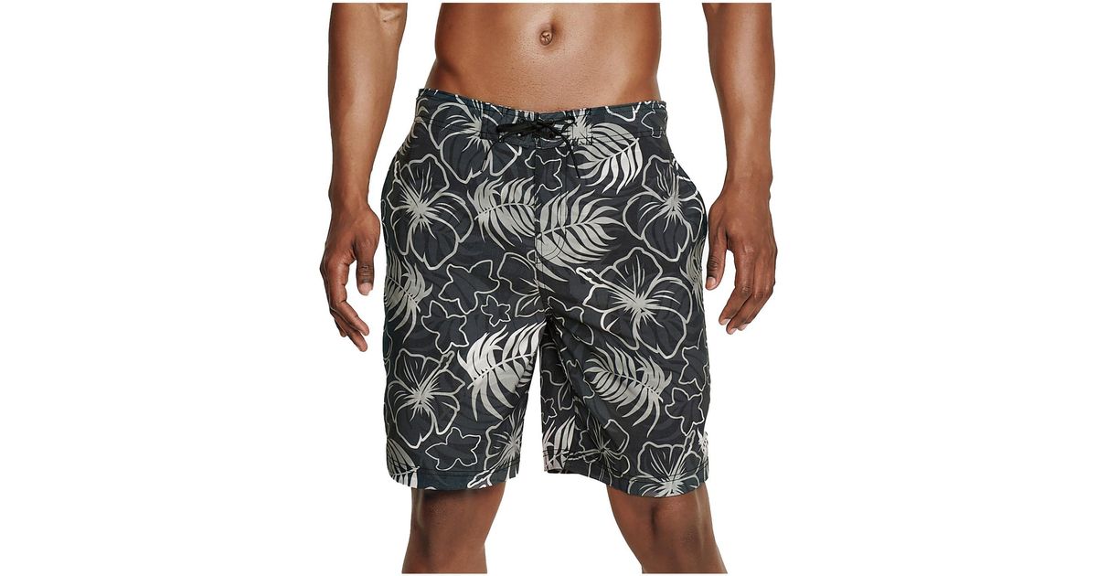 Speedo Floral Print Recycled Polyester Swim Trunks in Black for Men | Lyst