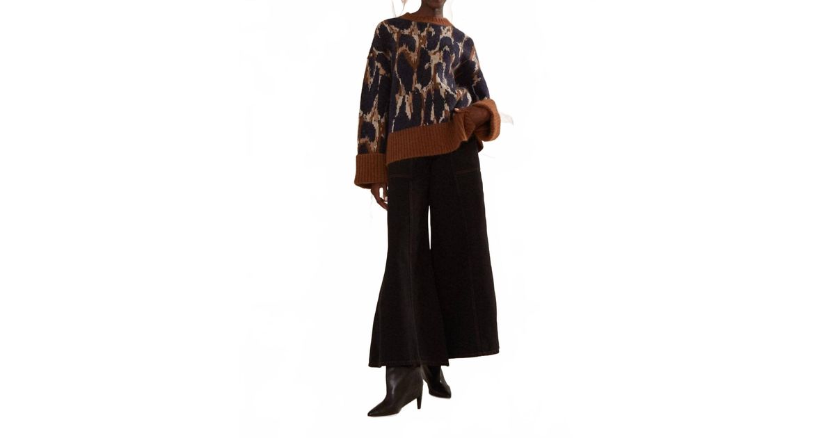 FARM Rio Leopard Print Knit Sweater in Black | Lyst