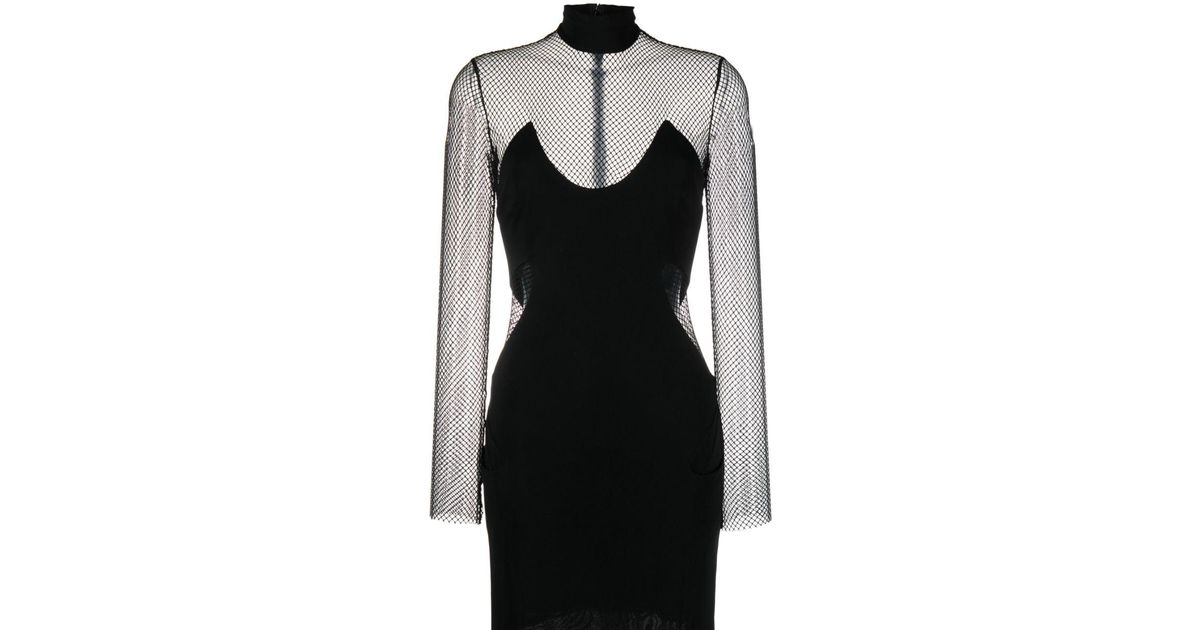 Tom Ford Illusion Mesh-Panel Dress in Black | Lyst