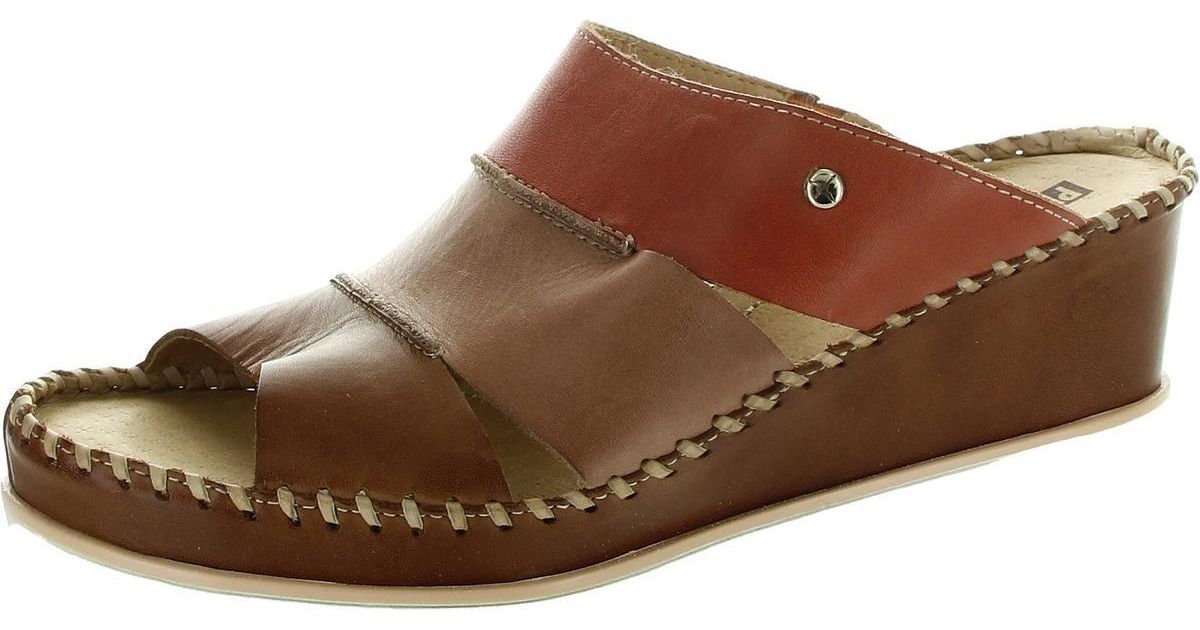 Pikolinos Agudulce Cut-Out Leather Wedge Sandals in Brown | Lyst