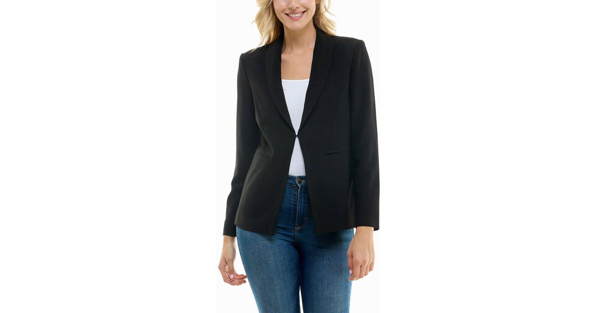 Nicole Miller Isla Stretch Crepe One Button Blazer in Black | Lyst