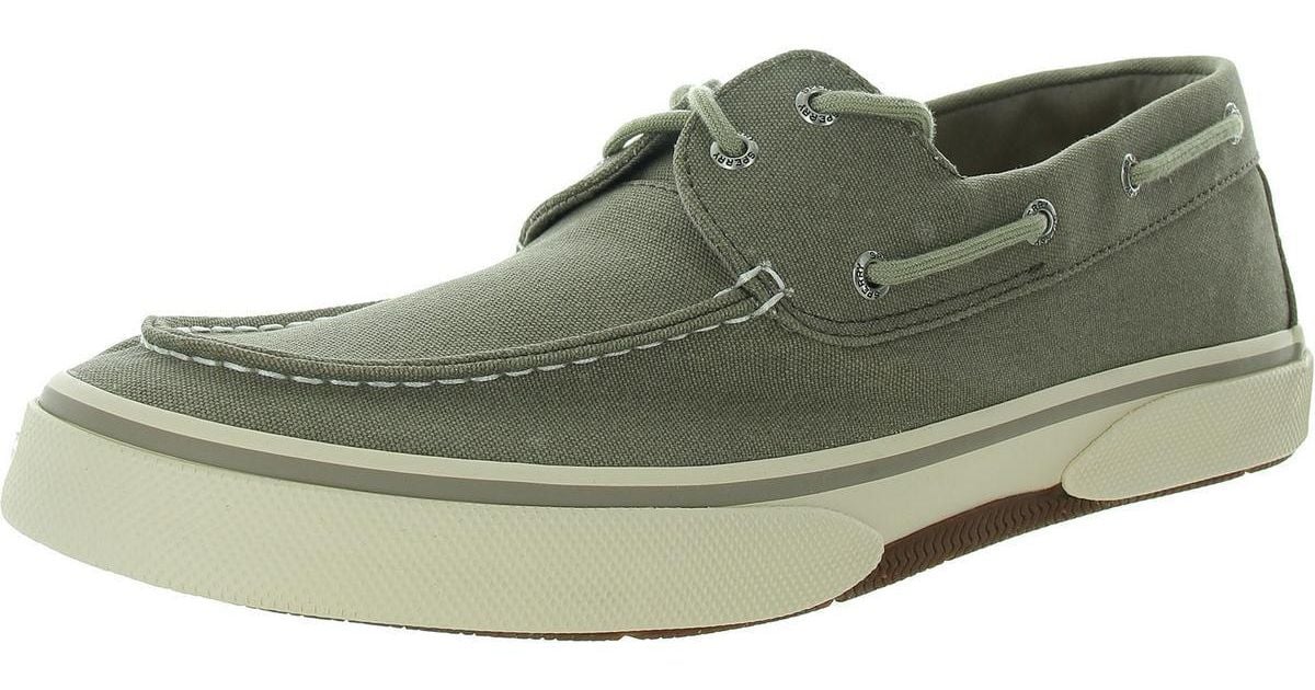 Sperry Top-Sider Halyard 2-Eye Lace-Up Canvas Boat Shoes in Green for ...