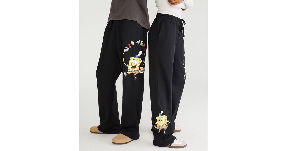 Aéropostale Spongebob X Krabby Patty Straight Leg Sweatpants in Black ...