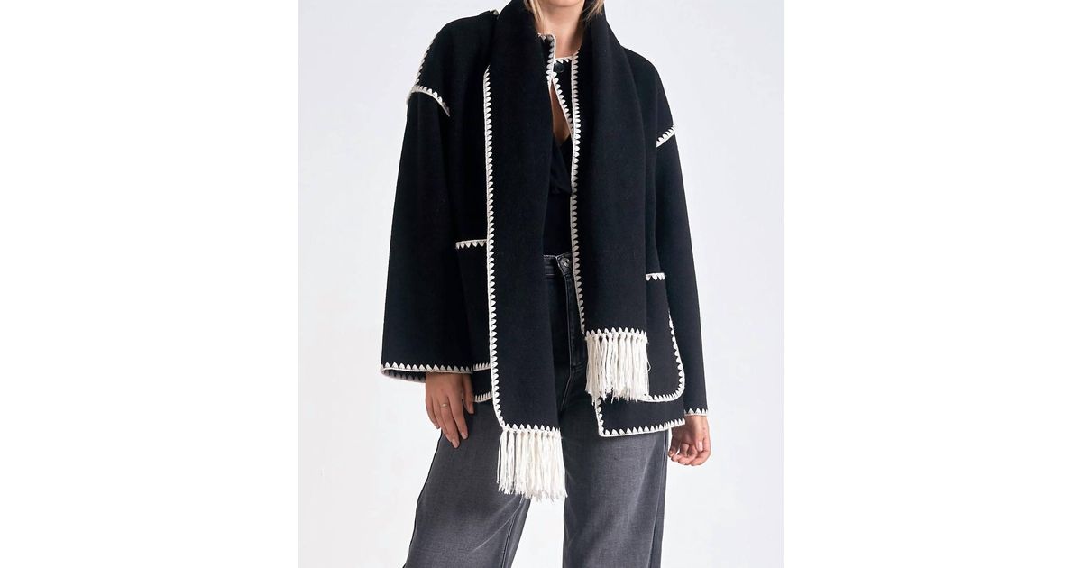 Elan Whipstitch Detail Jacket Top Set in Blue | Lyst
