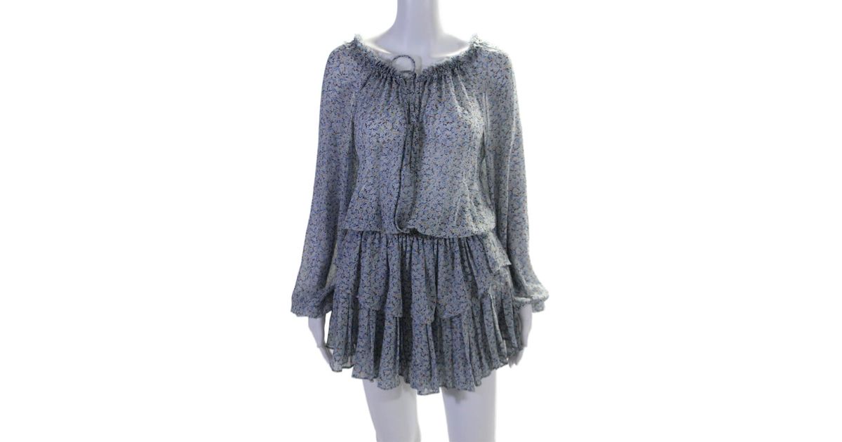 LoveShackFancy Love Shack Fancy Silk Floral Long Sleeve Tiered Blouson ...