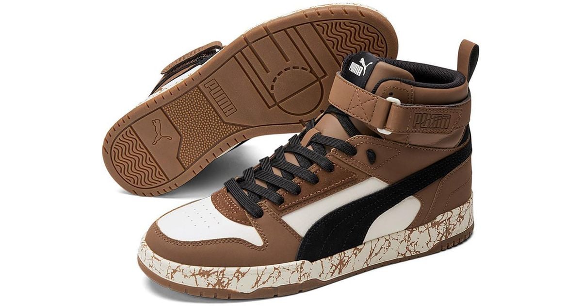 PUMA Rbd Game Barista Leather High-top Skate Shoes in Brown for Men | Lyst
