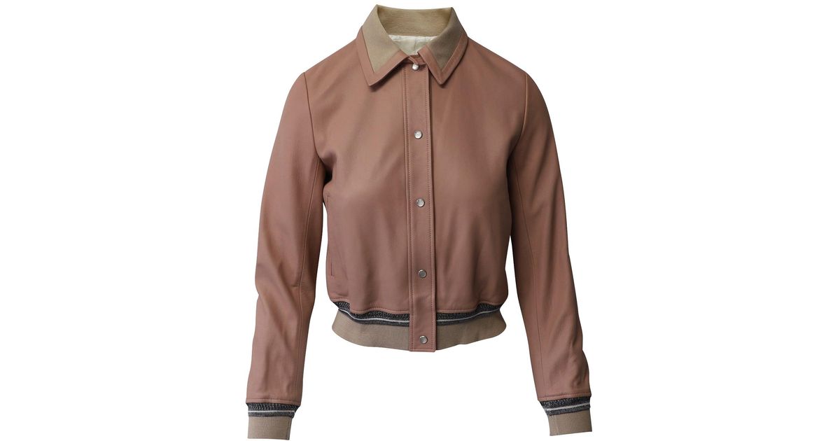 Sandro Varsity Bomber Jacket in Brown | Lyst